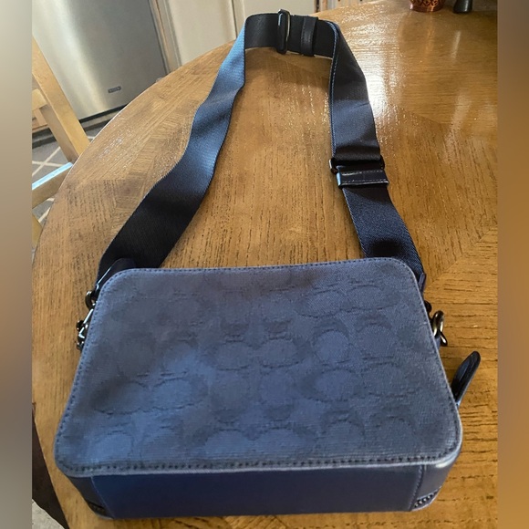 Coach | Bags | Coach Navy Blue Crossbody Bag With Signature Style And ...